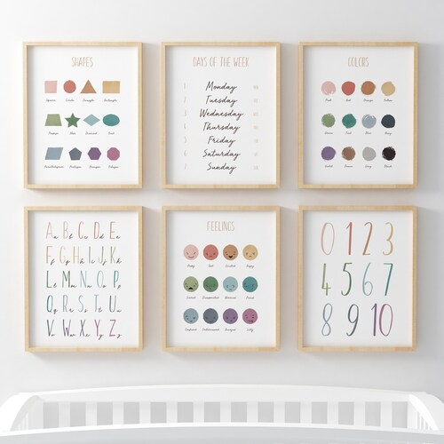 Printable Nursery Wall Art Montessori ABC Poster Set of 6 - Etsy