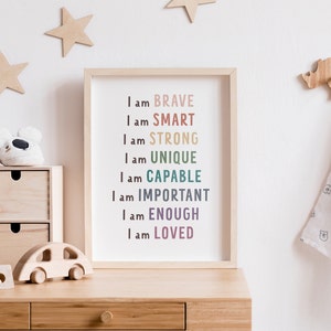 Affirmations for Kids, I Am Enough, Calming Corner Poster, Daily ...