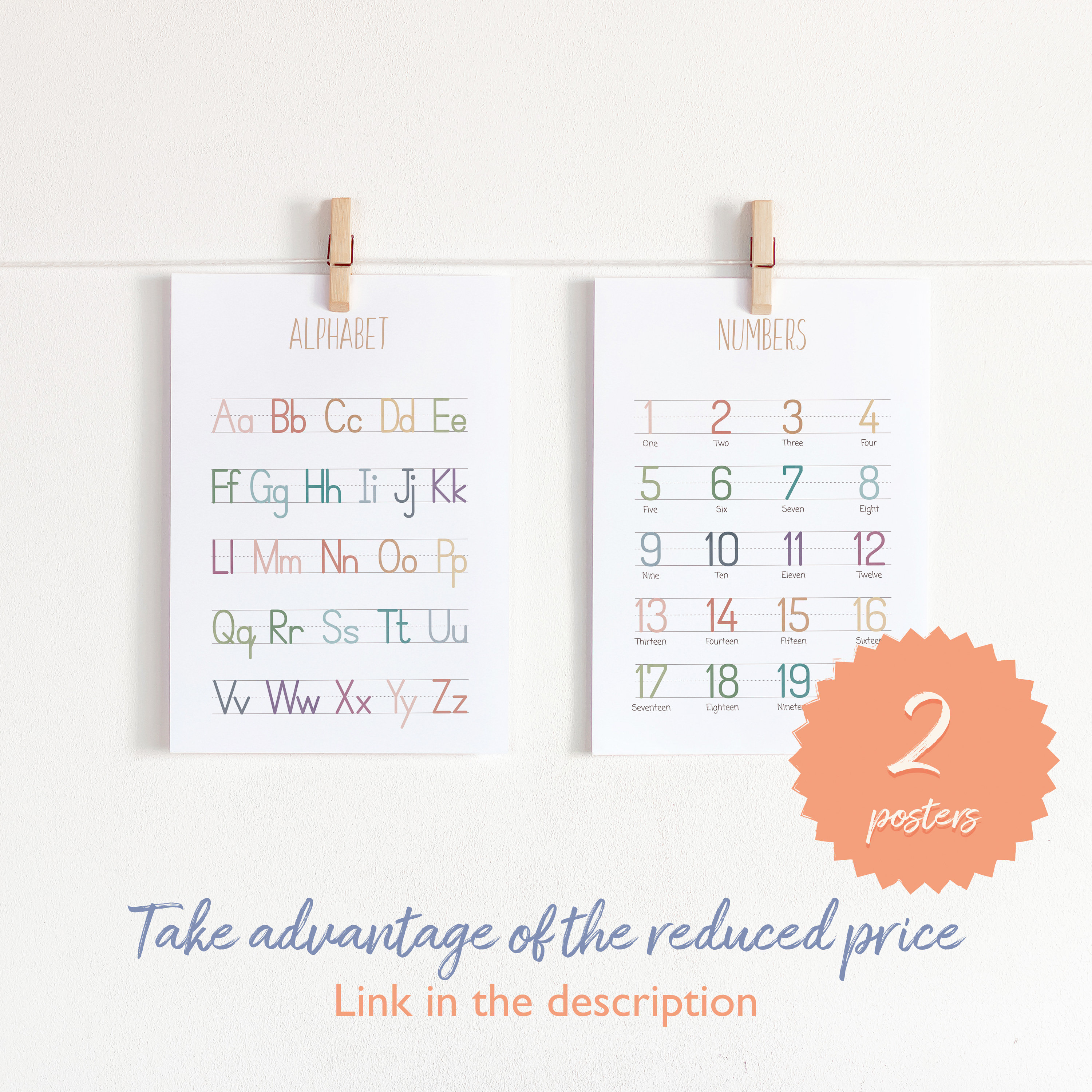 Rainbow Alphabet Handwriting Chart: Montessori ABC Print (digital ...