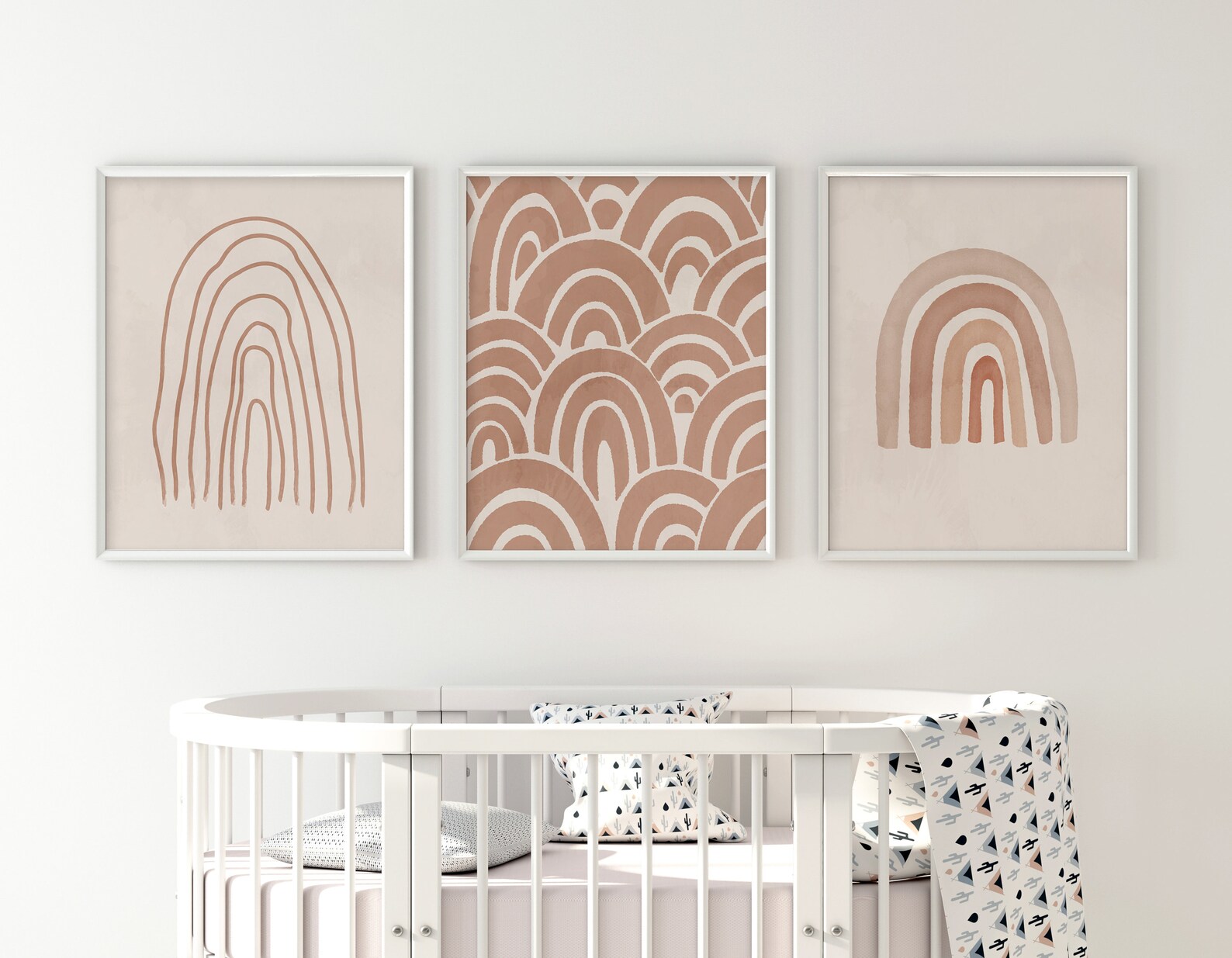 Boho Rainbow Print Set of 3 Prints Pink 3 Piece Wall Art - Etsy