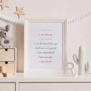 Positive Kids Affirmations, Affirmation Wall Art, Educational Posters ...