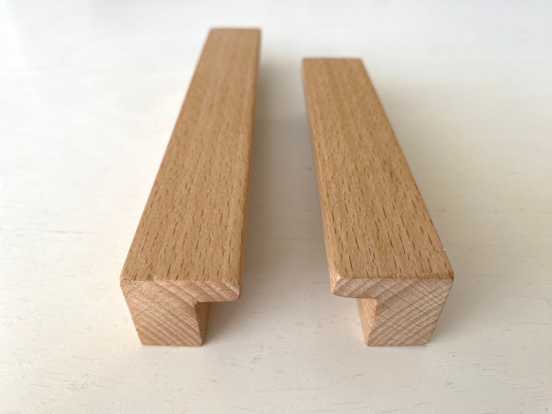 Beech Wood Handle, Drawer Pulls, Minimalist Handles, Cabinet Knob, Long ...