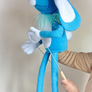 Funny Bunny Puppet Easter Blue Rabbit Professional Hand Puppet - Etsy
