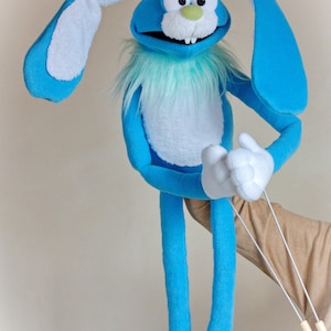 Funny Bunny Puppet Easter Blue Rabbit Professional Hand Puppet - Etsy