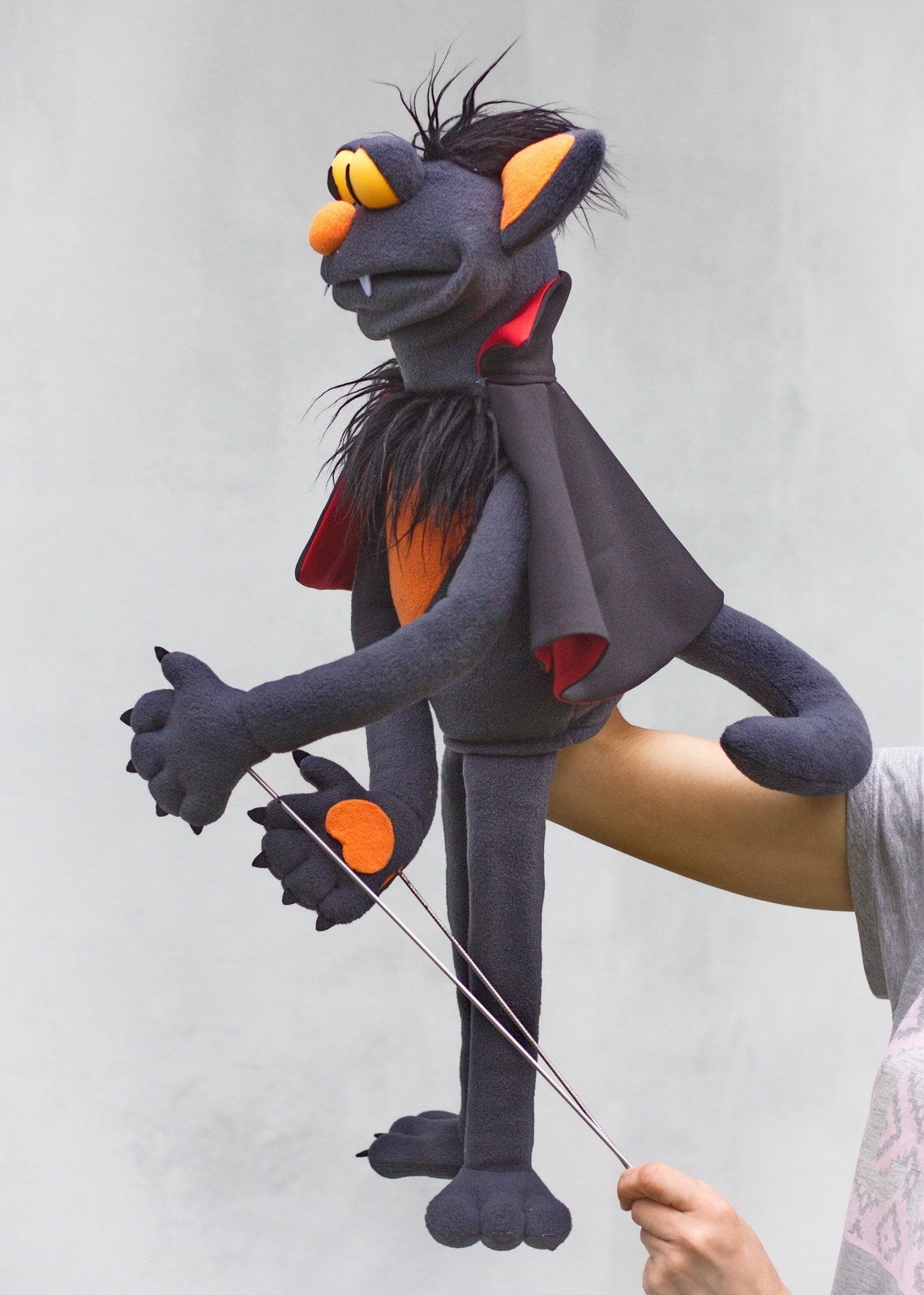 The Vampire Cat Puppet Halloween Scary Puppet Hand Puppet - Etsy