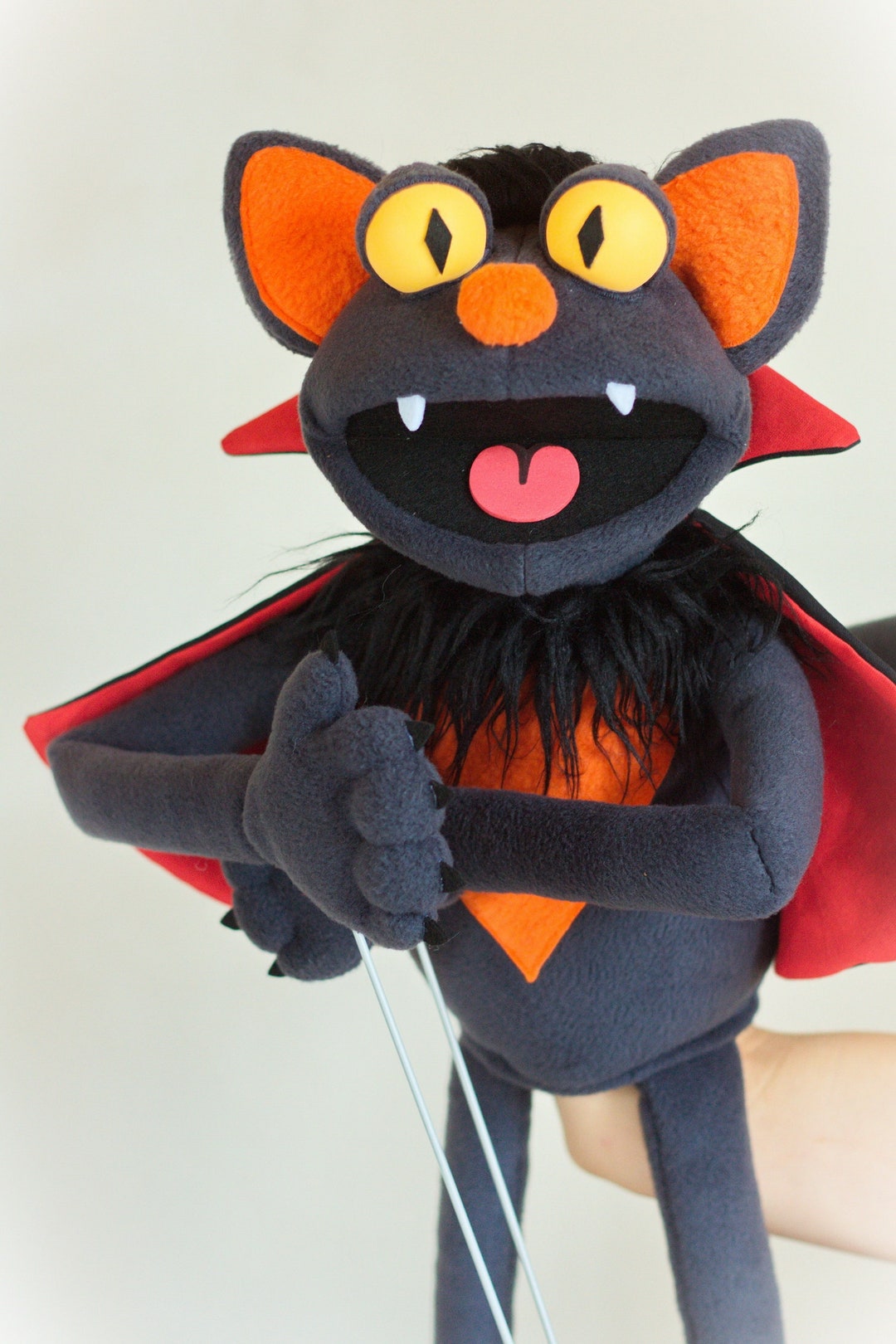 The Vampire Cat Puppet Halloween Scary Puppet Hand Puppet Funny - Etsy