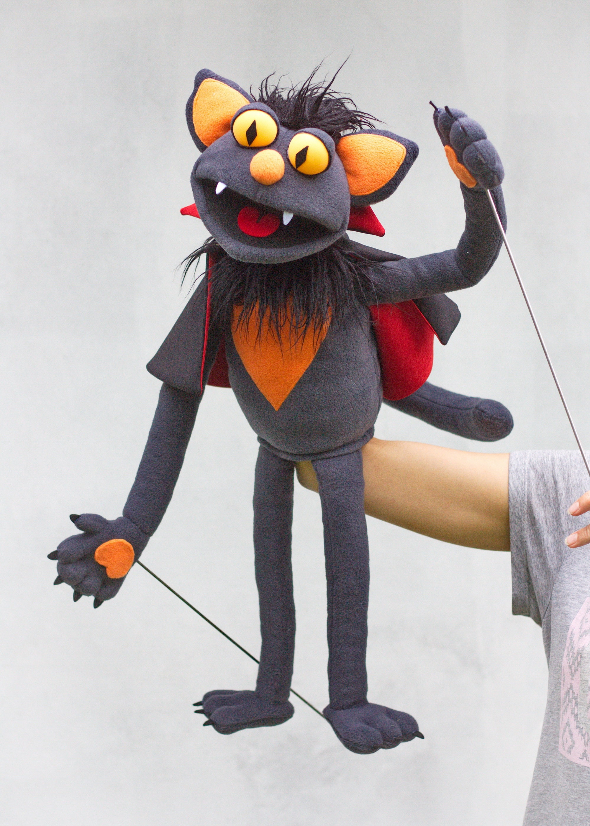 The Vampire Cat Puppet Halloween Scary Puppet Hand Puppet - Etsy
