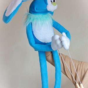 Funny Bunny Puppet Easter Blue Rabbit Professional Hand Puppet - Etsy