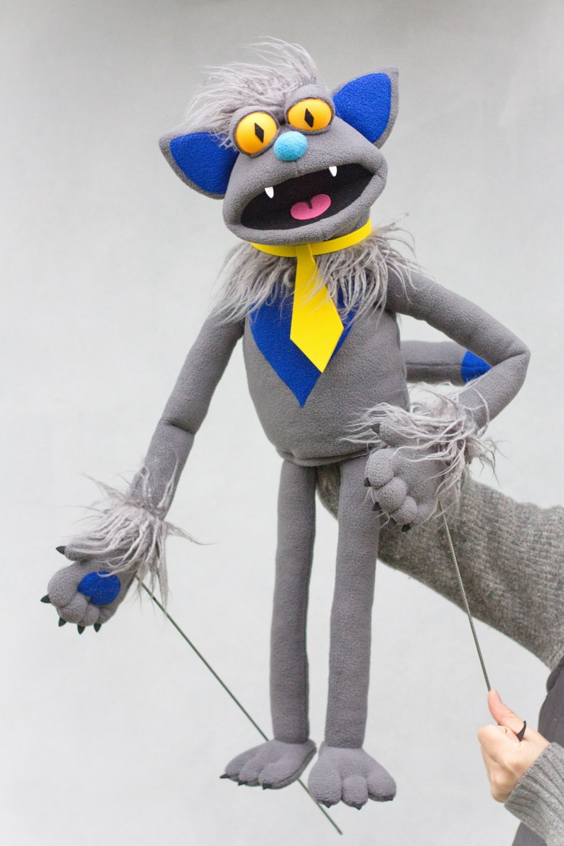 The Gray Cat Puppet Scary Puppet Hand Professional Puppet - Etsy