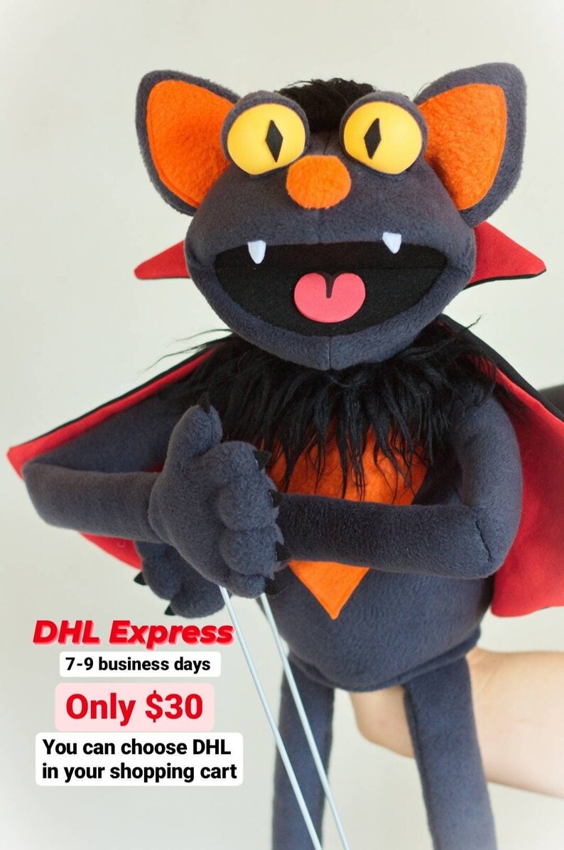 The Vampire Cat Puppet Halloween Scary Puppet Hand Puppet - Etsy