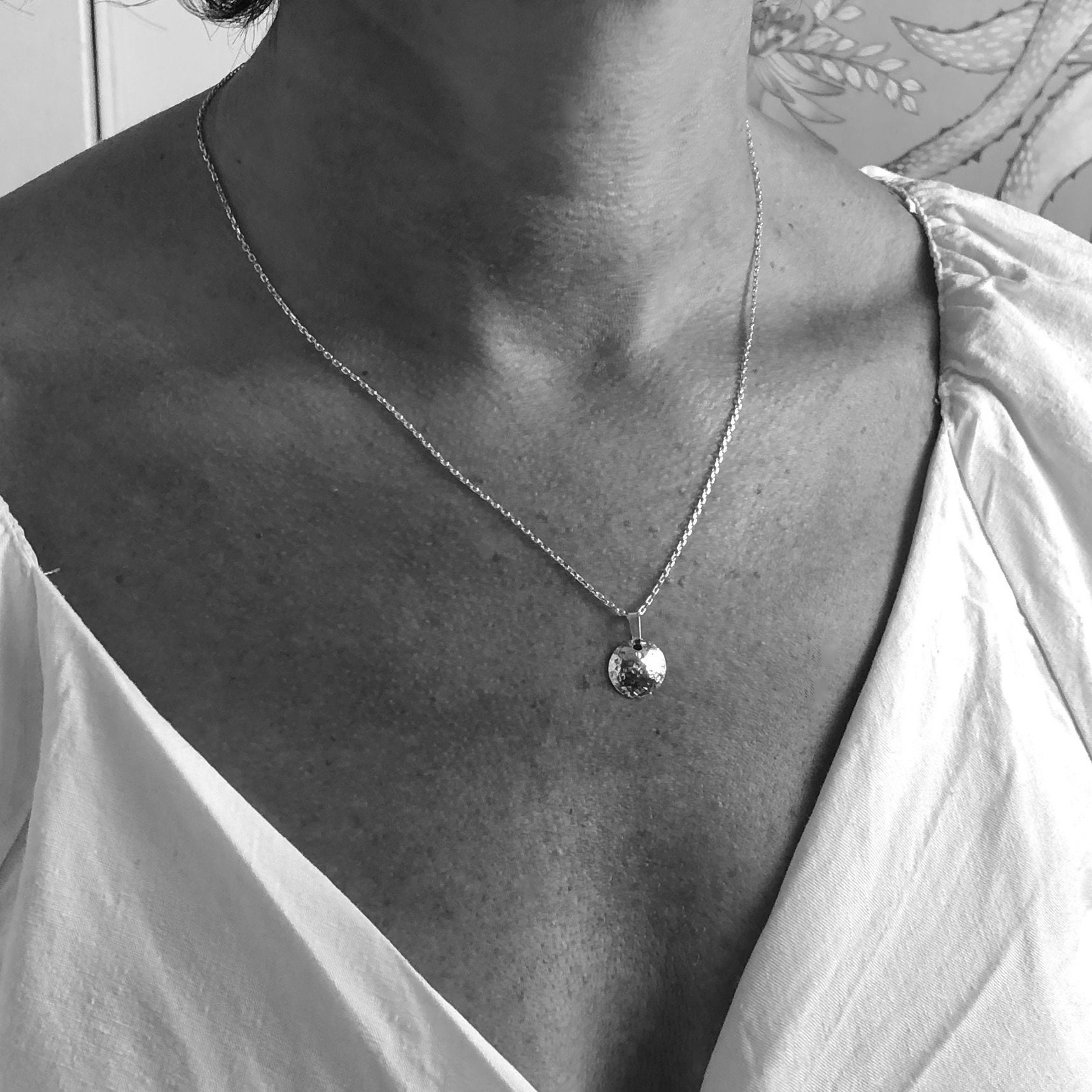Dainty Circle Silver Necklace Small Round Silver Necklace - Etsy.de