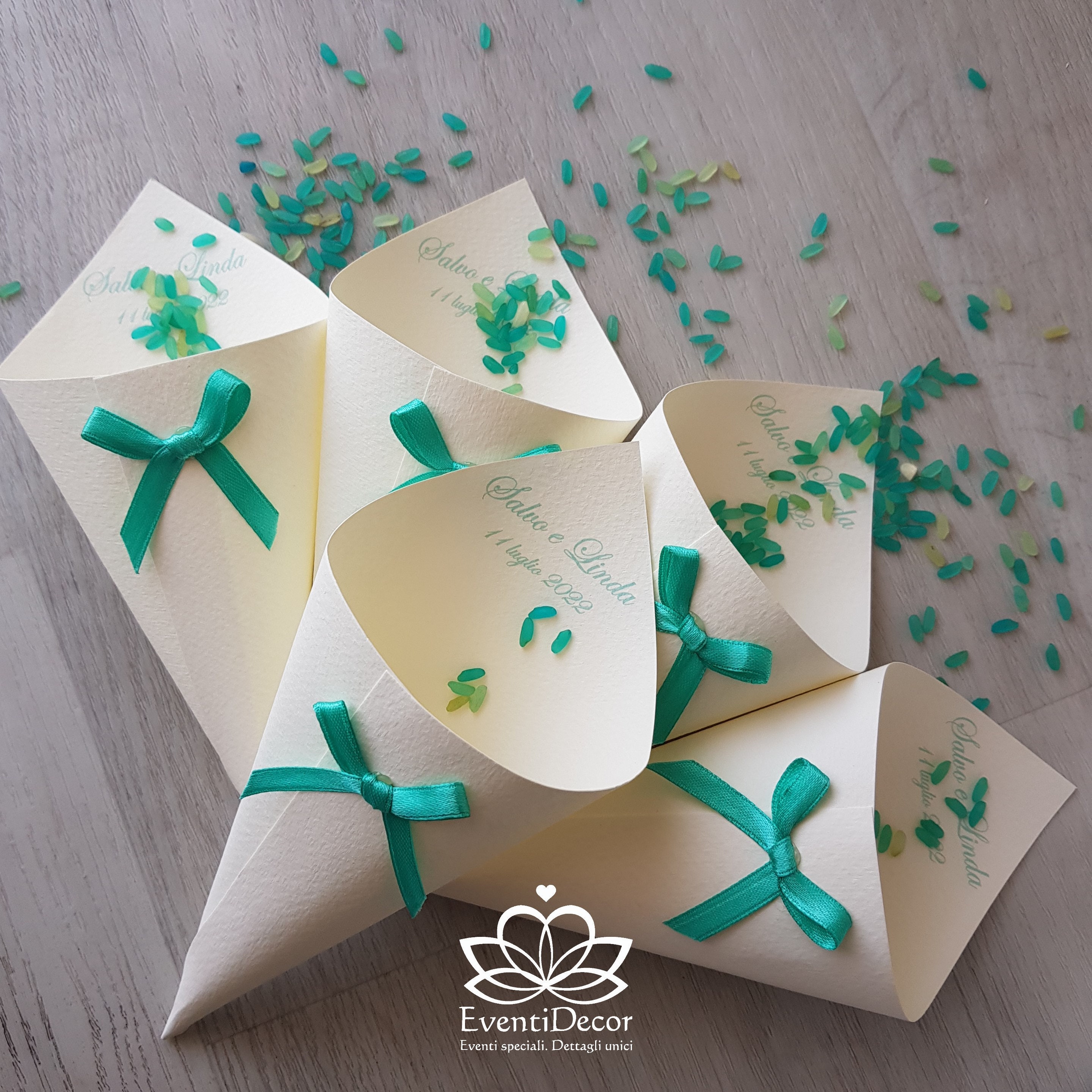 Coni portariso portaconfetti personalizzati con stampa nomi o iniziali ...