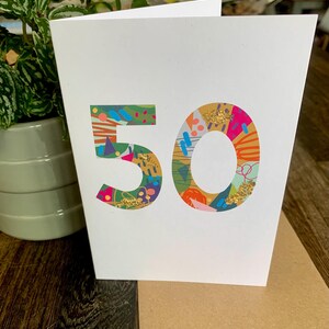 50 Card Happy 50th Birthday A6 Recycled Card With Hand Embellished Gold ...