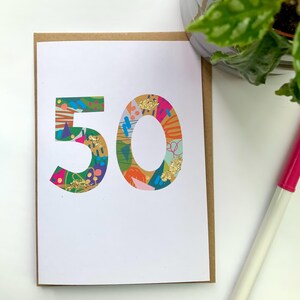 50 Card Happy 50th Birthday A6 Recycled Card With Hand Embellished Gold ...