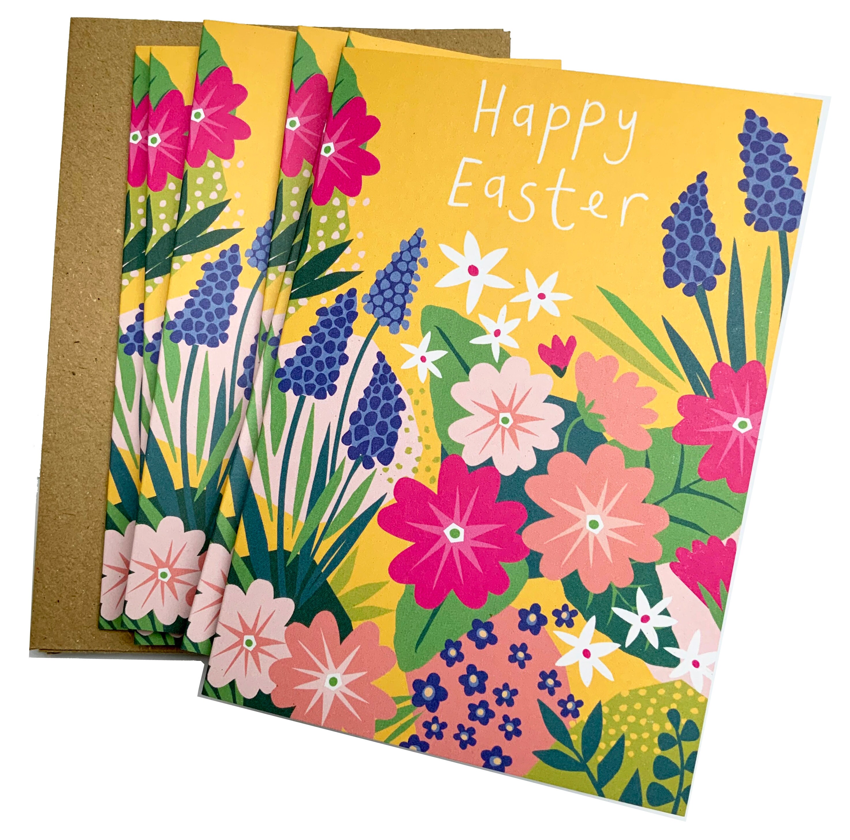 Easter card pack 6 floral cards printed on recycled card - Etsy Polska