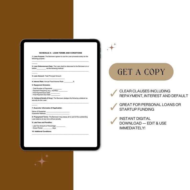 Editable Loan Agreement Template: Personal or Business (DOCX Digital ...
