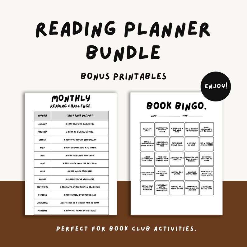 Printable Reading Planner Bundle | Book Tracker Journal PDF | Book ...