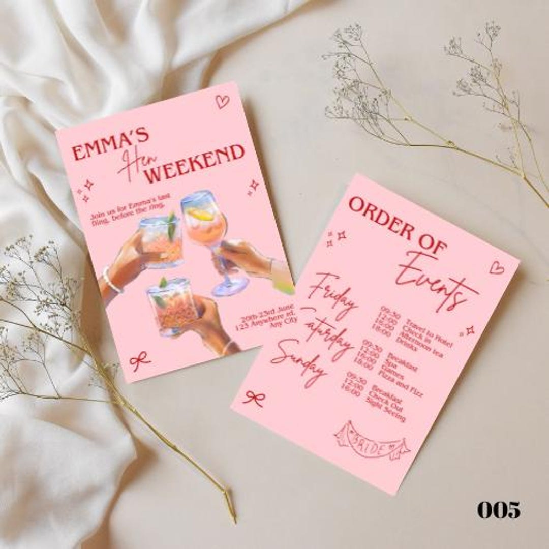 Editable Hen Party Invite Template and Order of Events (digital ...