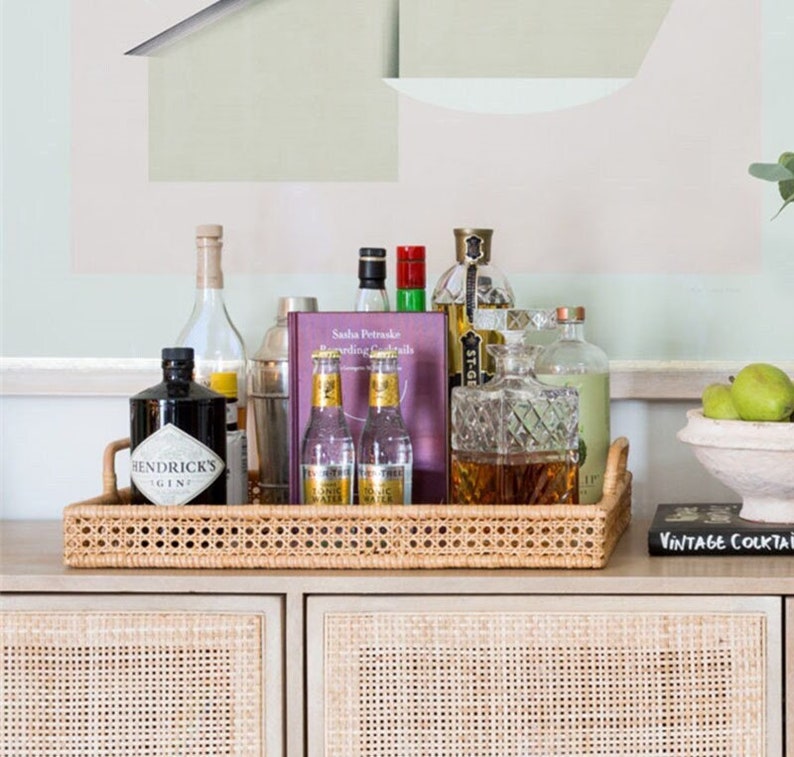 Rattan Rectangle Food Serving Trays Handmade Polygonal - Etsy