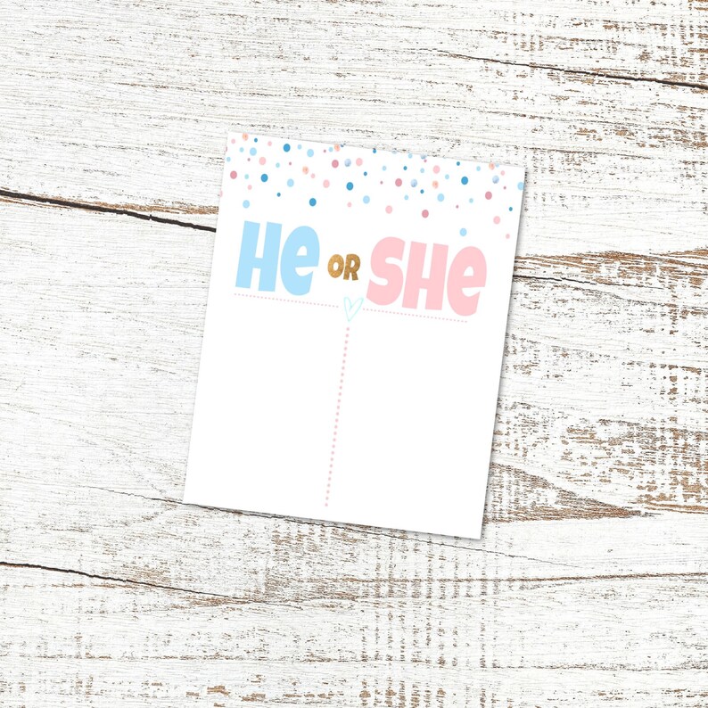 He Or She Gender Reveal Instant Download Etsy
