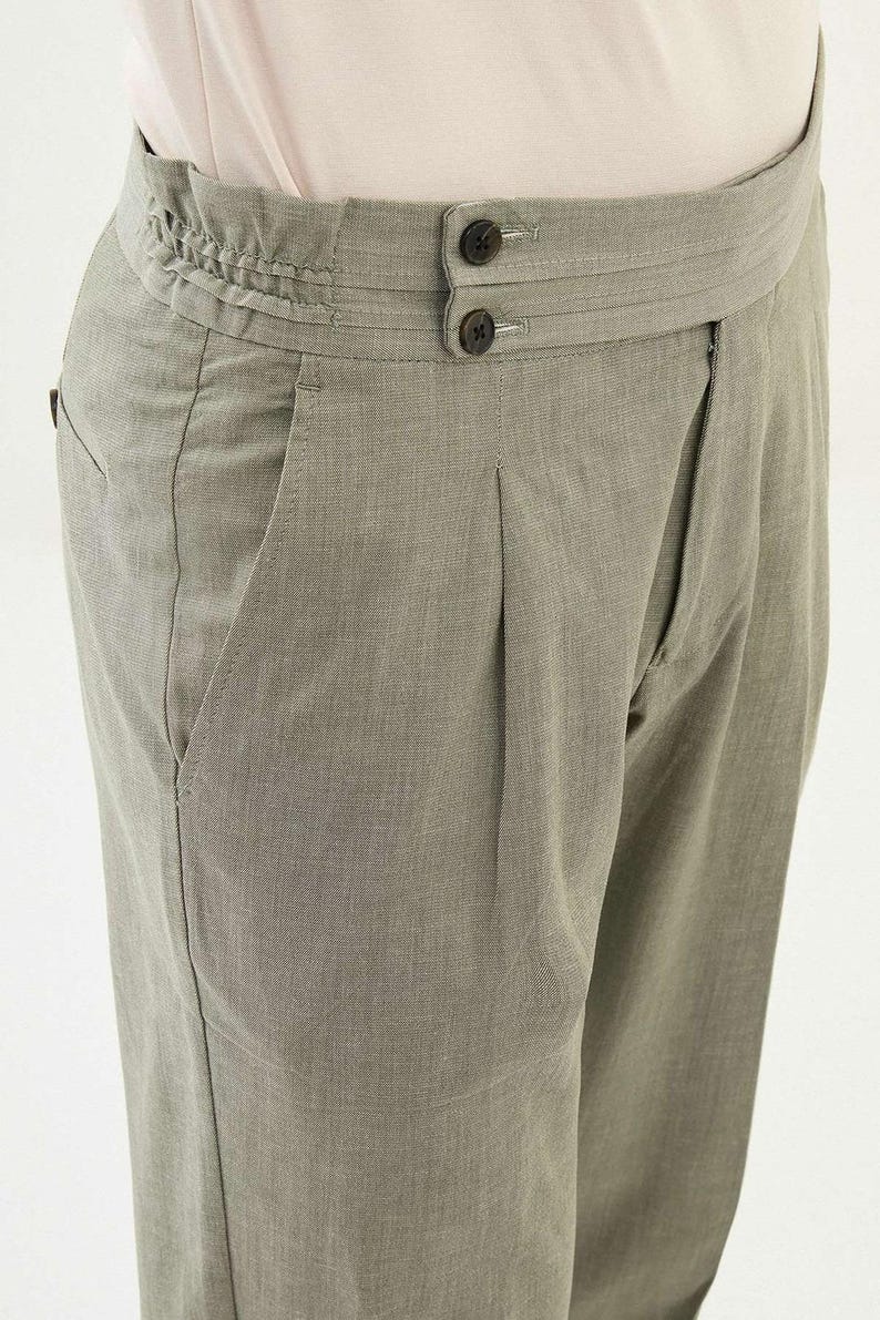 Slim Fit Sage Green Linen Pants - Men's Trousers - Etsy