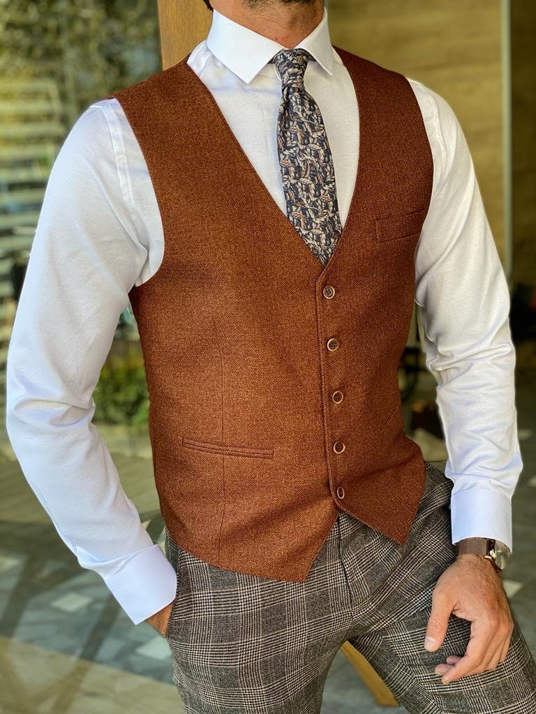 Mens Vest Brown Waistcoat Formal Waist Coat for Men - Etsy