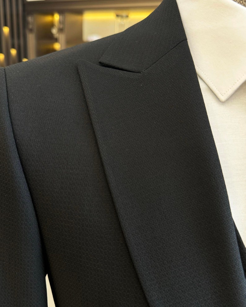 Men Slim Fit 3 Piece Black Suit Black Party Suit Men Suit Vest Pants ...