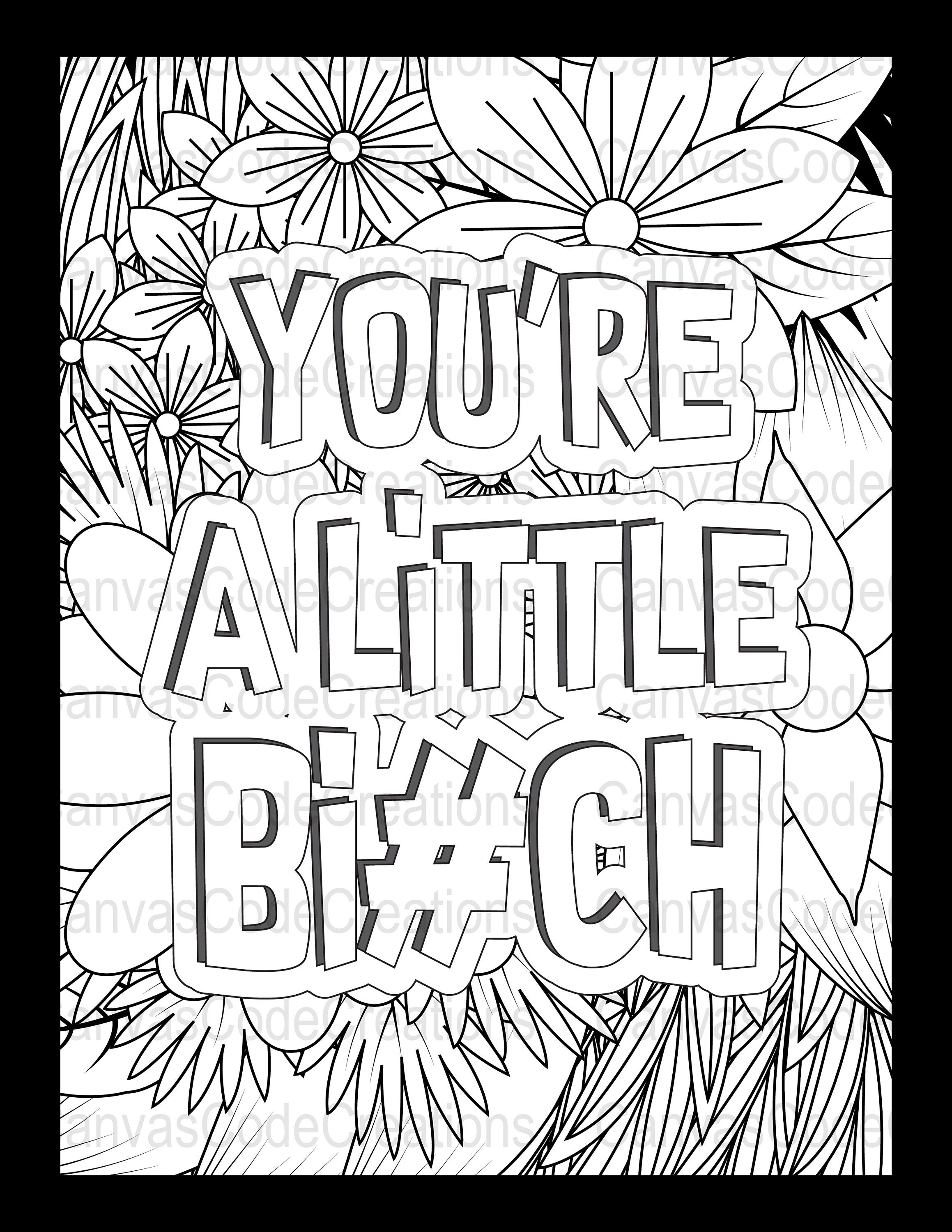 Sassy Adult Coloring Page Digital Download, Humorous Stress Relief ...
