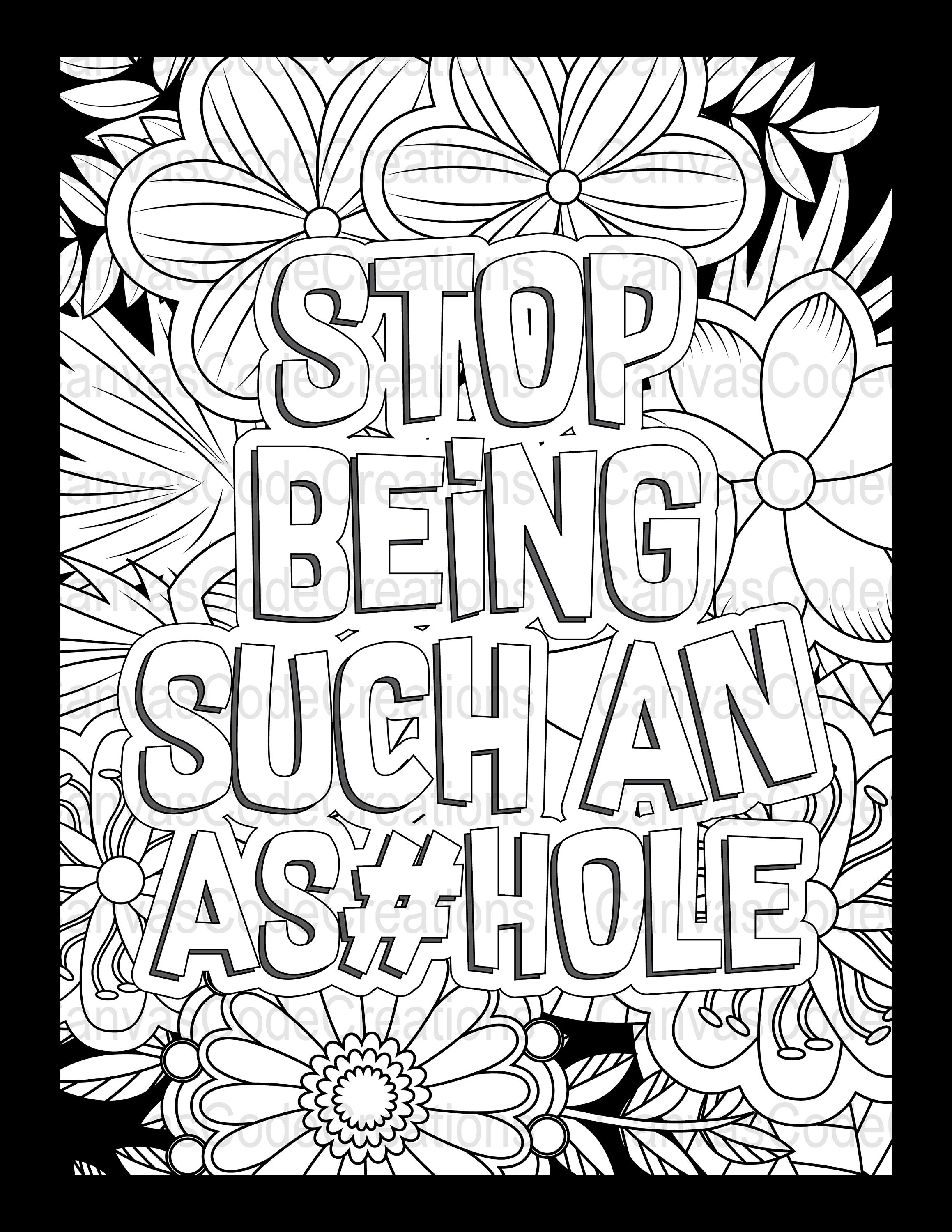 Funny Adult Coloring Page Download, Sarcastic Stress Relief Activity ...
