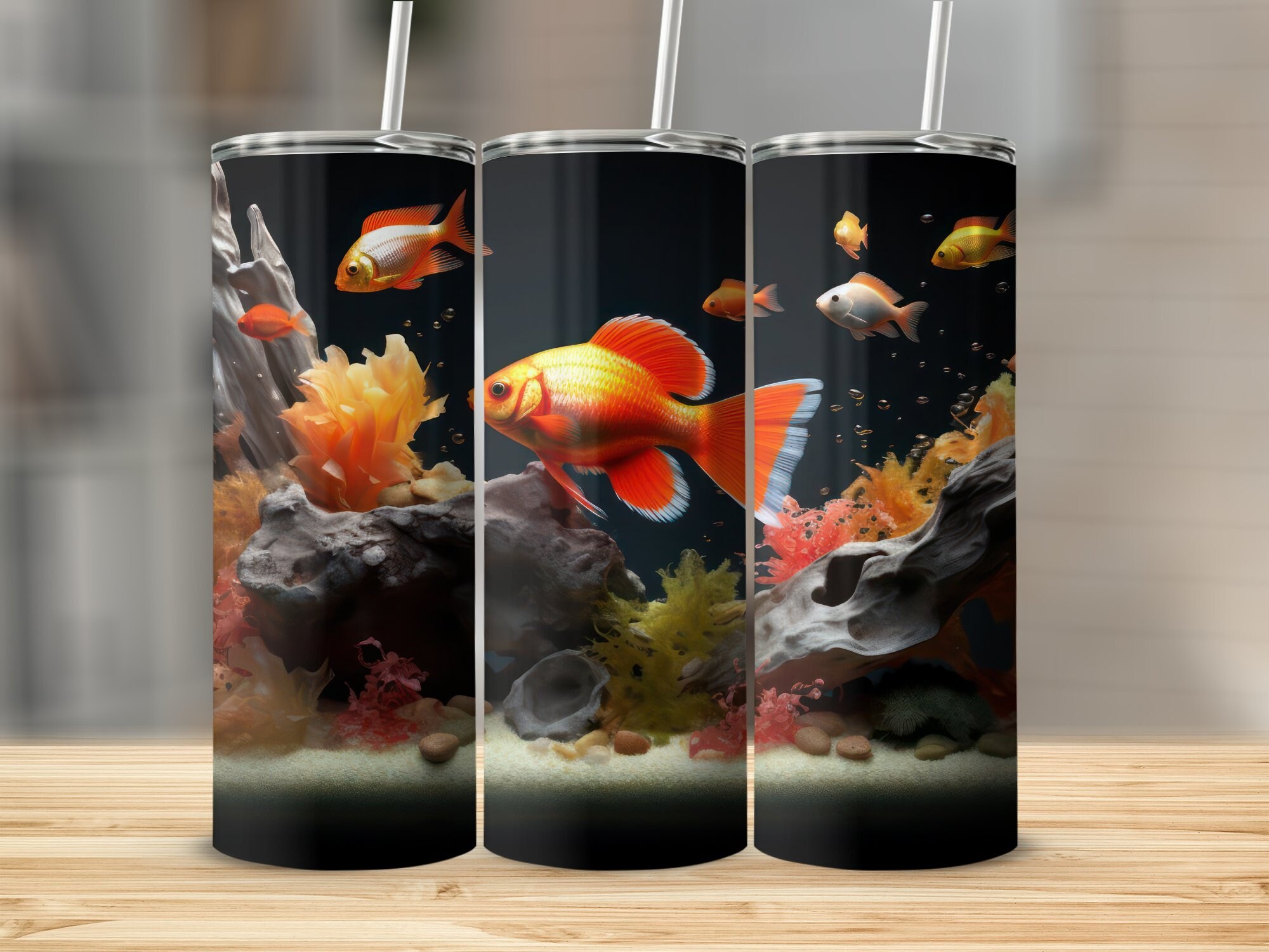 20oz Tumbler Wrap Design, Tropical Fish Sublimation, 300 DPI PNG ...
