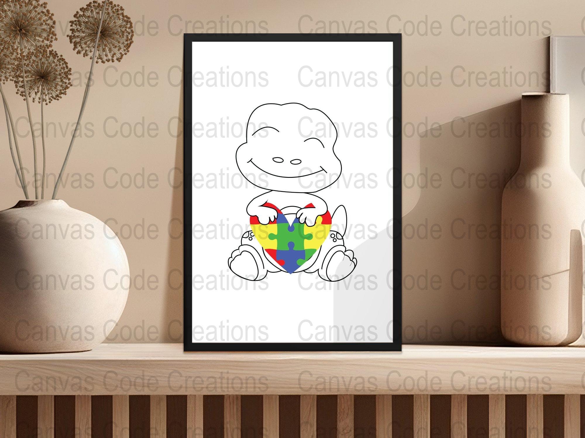 Digital Smiling Frog Holding Autism Awareness Heart Instant Download ...