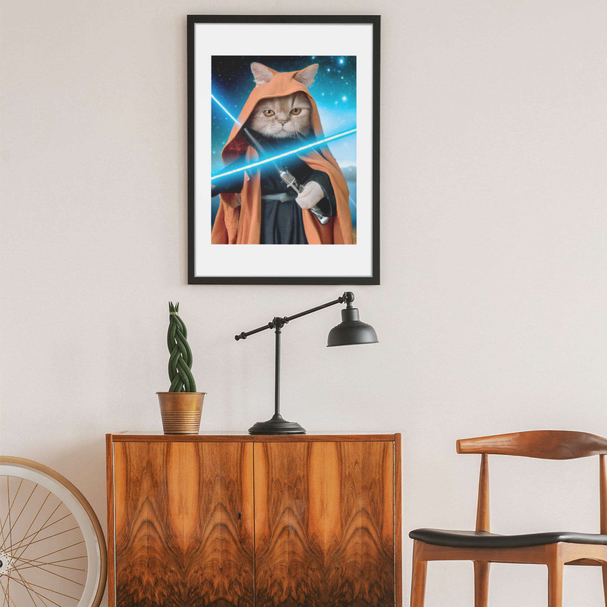Pet Portrait Jedi, Baby Yoda Cat Art Funny Pet Lover Gift, Star Wars ...