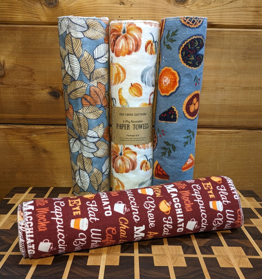 Autumn 12x12 Reusable Paperless Towels 6pc 2 Ply Cloth Towel Zero Waste ...