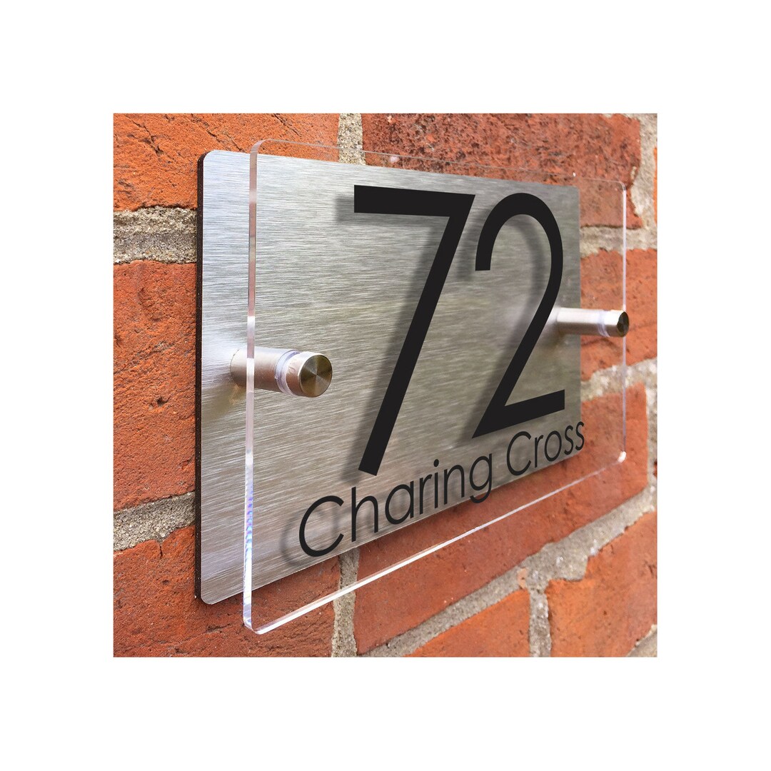 Door Number Plaque House Street Address Plate, Acrylic Front and ...