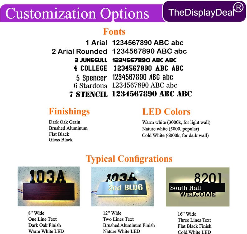 Modern Illuminated Address Sign, Custom Door Number, Room Plate - Etsy