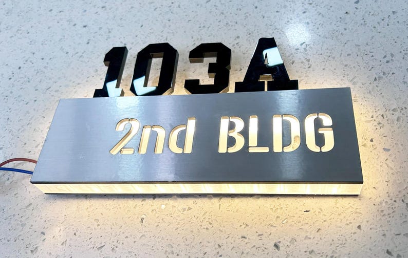 Modern Illuminated Address Sign, Custom Door Number, Room Plate - Etsy