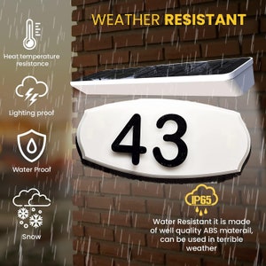 Solar Powered LED Illuminated Modern House Numbers Address Plaque ...