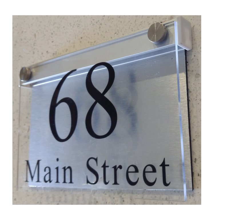LED Modern House Numbers Address Plaque, Acrylic and Brushed Aluminum ...