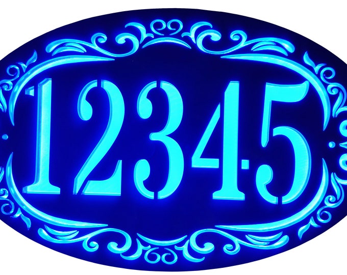 LED Modern House Numbers Address Plaque, Acrylic and Brushed Aluminum ...