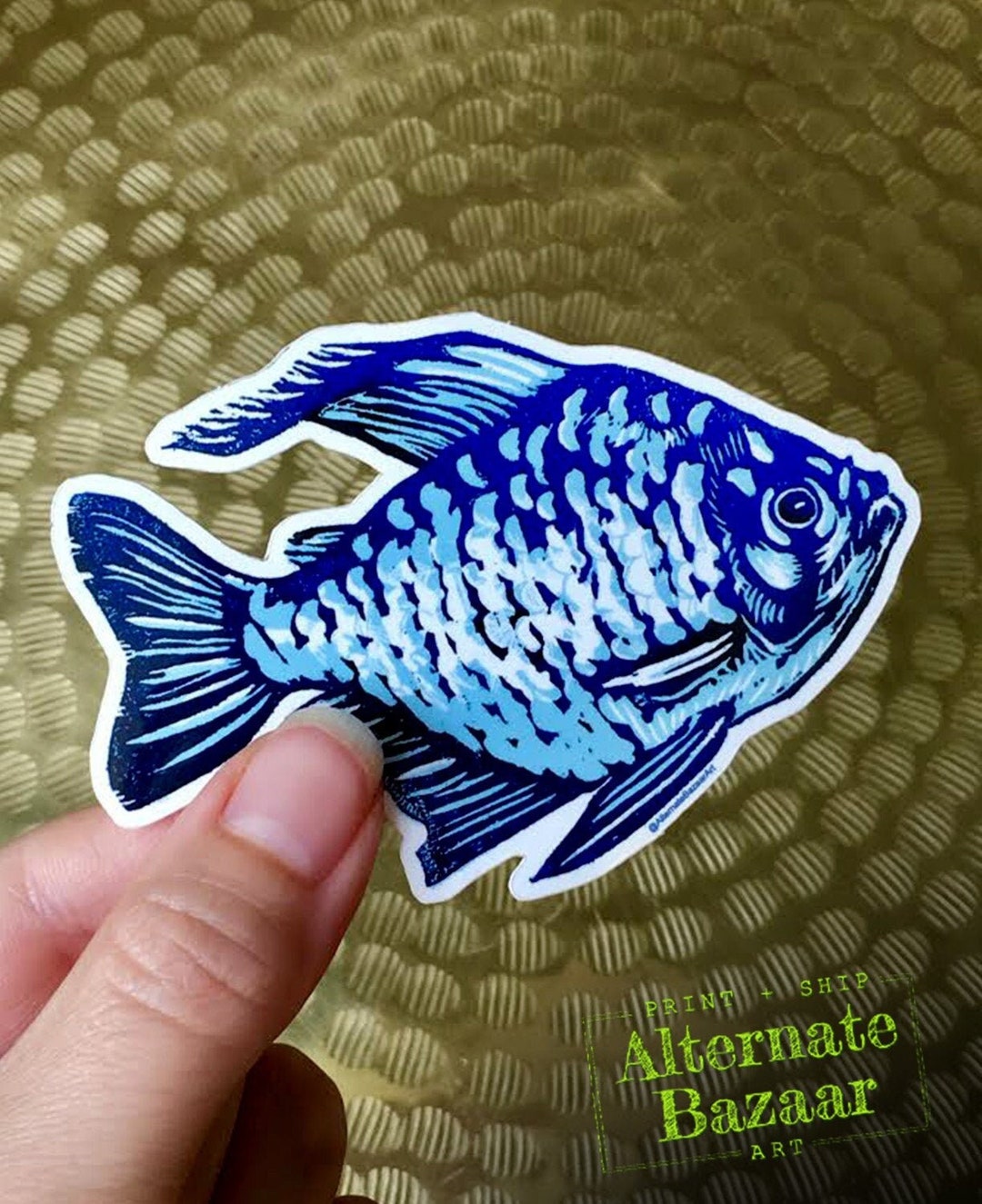 Blue Fish Sticker. Waterproof Vinyl Decal With Blue Aesthetic for Your ...