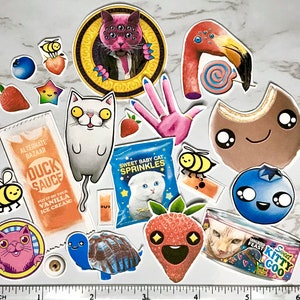 Printable Cartoon Sticker Sheet. Alternate Bazaar Art Lean Cat ...