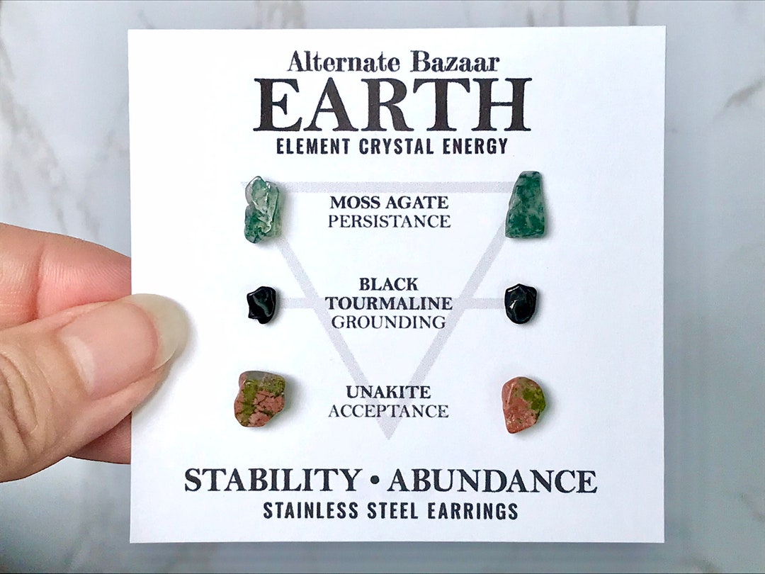 Handmade Earth Element Crystal Earrings on Stainless Steel - Etsy