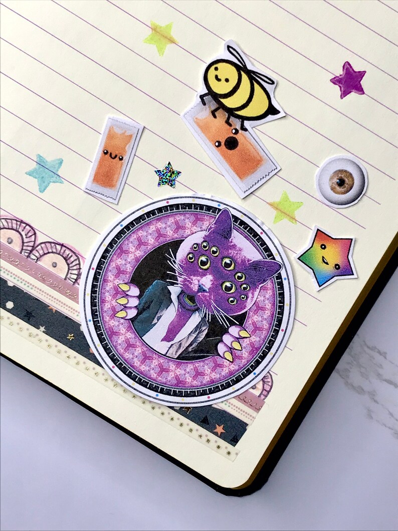 Printable Cartoon Sticker Sheet. Alternate Bazaar Art Lean Cat - Etsy