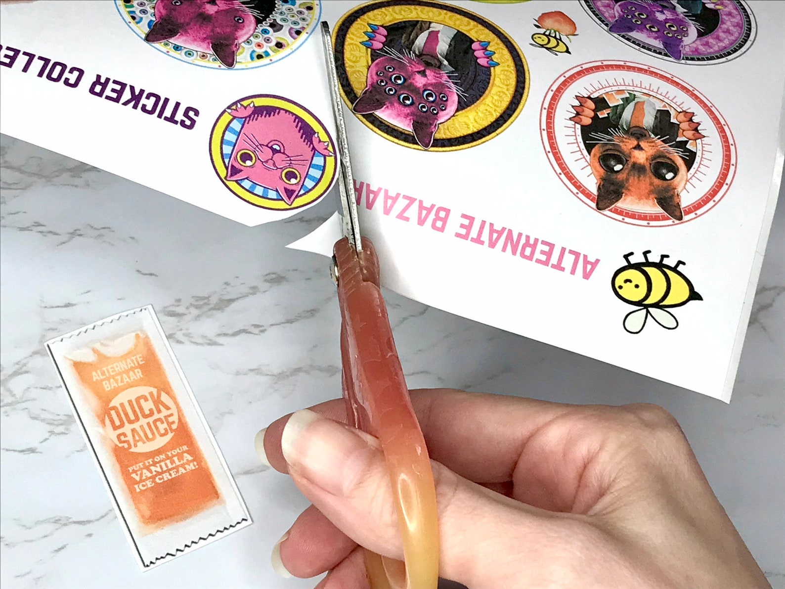 Printable Cartoon Sticker Sheet. Alternate Bazaar Art Lean Cat - Etsy