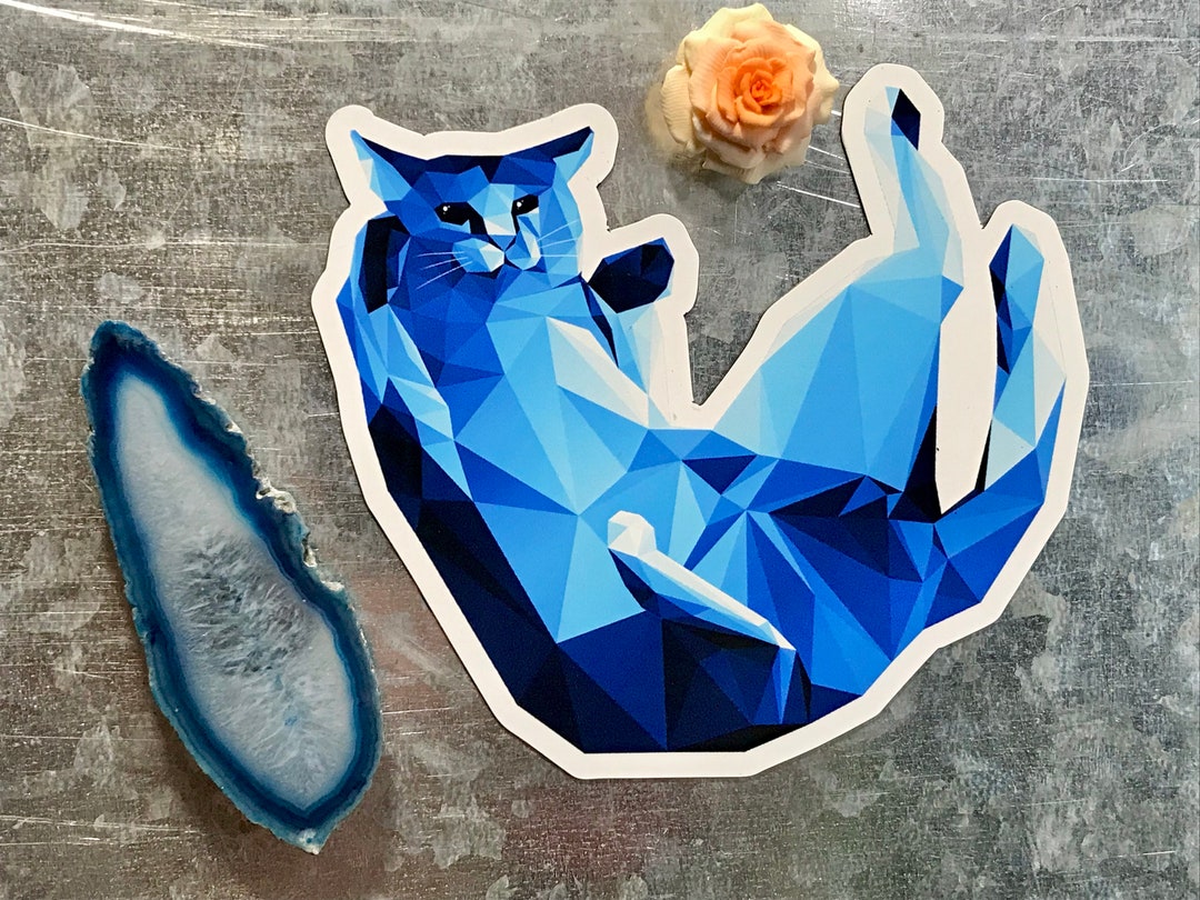 Cat Magnet With Blue Crystal Aesthetic. Large Magnetic Cat Decor & Cat ...
