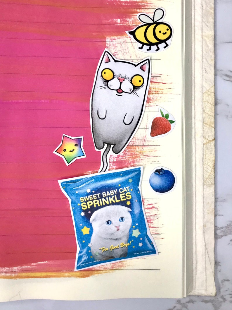 Printable Cartoon Sticker Sheet. Alternate Bazaar Art Lean Cat - Etsy