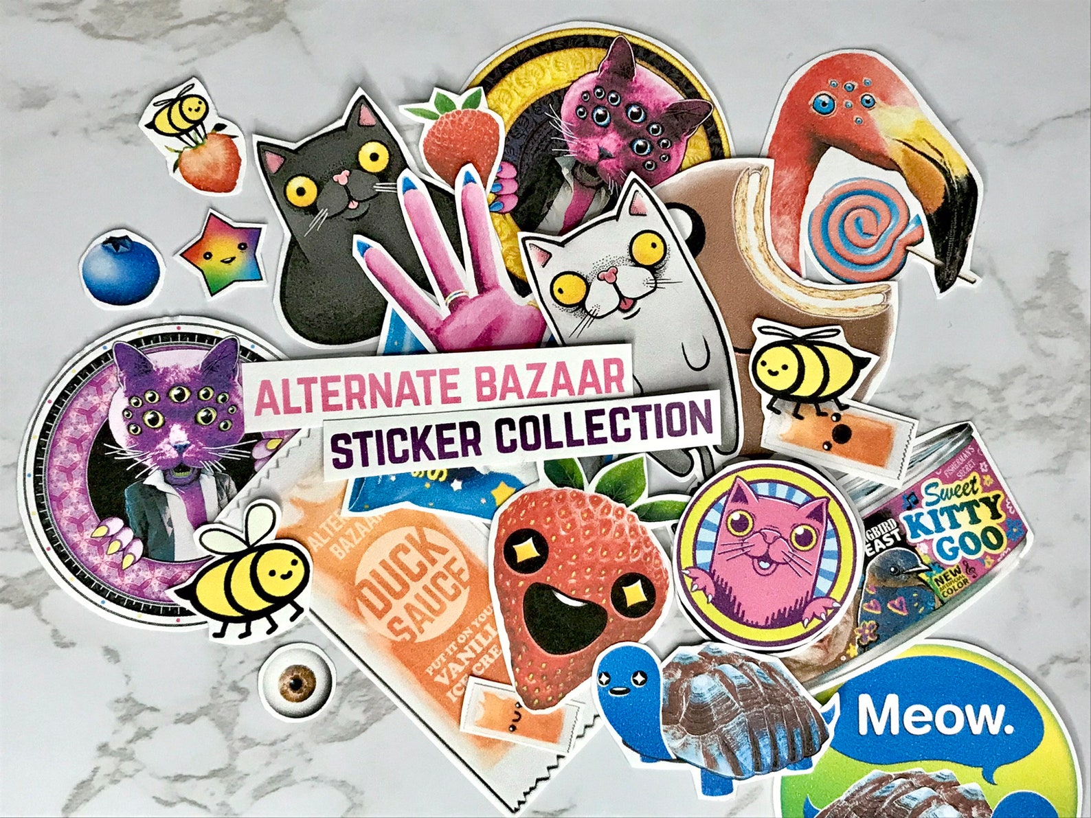 Printable Cartoon Sticker Sheet. Alternate Bazaar Art Lean Cat - Etsy