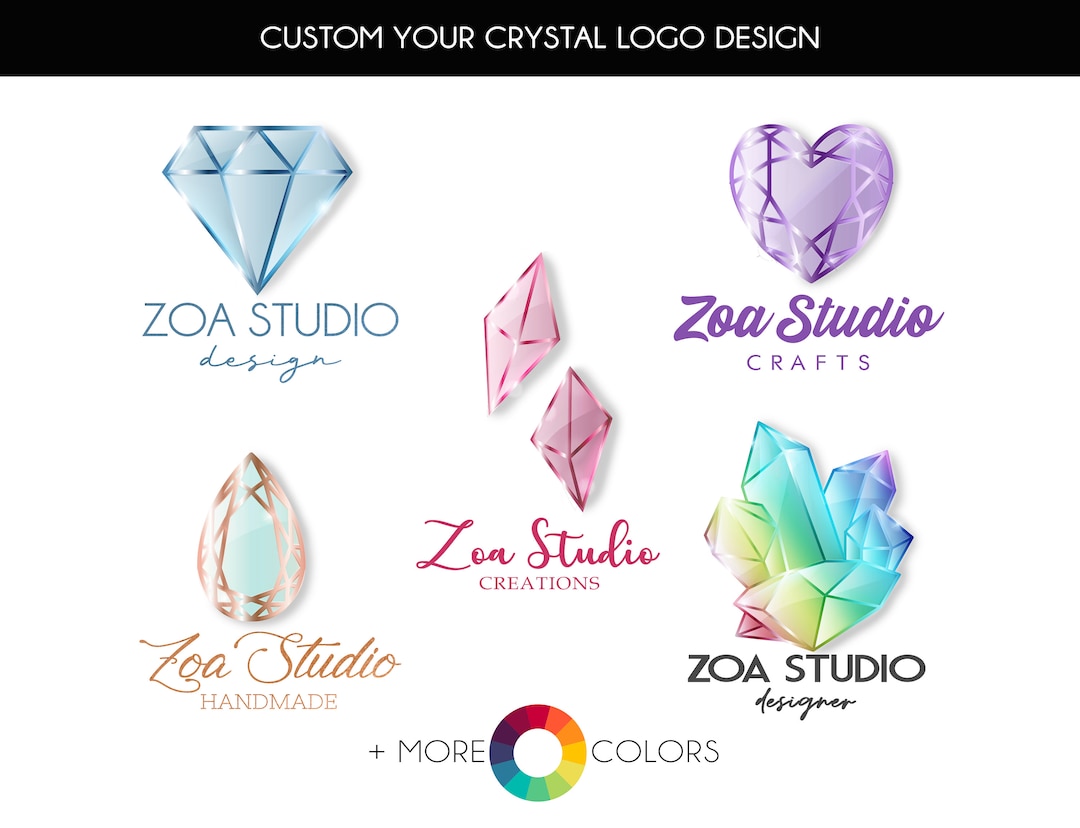 Custom Your Crystal Diamond Logo Design. Gemstone Heart Shop Logo ...