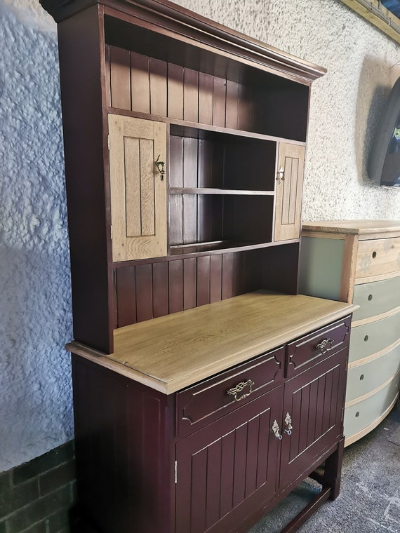 Kitchen Vintage Dresser sideboard storage in Burgundy. Etsy