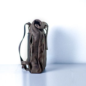 Leather Roll Top Backpack Men Rucksack Rolltop Man - Etsy